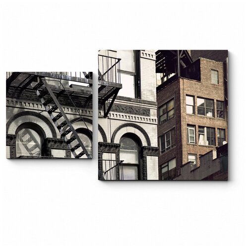 Модульная картина История Нью-Йорка в зданиях60x36