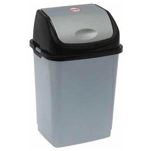 Контейнер для мусора «Камелия», 4 л, цвет серебристый перламутр/чёрный