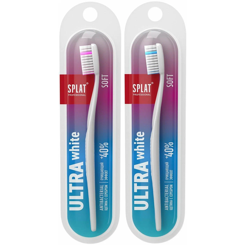 Зубная щетка SPLAT Ultra white (мягкая), голубой, розовый, 2 уп.