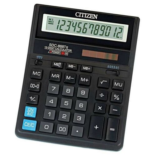 Калькулятор бухгалтерский Citizen SDC 888TII черный 12-разр.