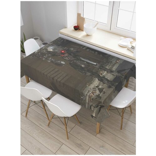Скатерть прямоугольная JoyArty на кухонный стол "Робот-солдат" из оксфорда, 120x145 см