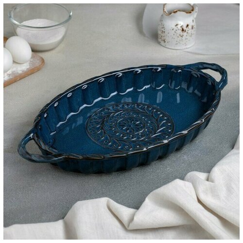 Форма / посуда для запекания /Форма для выпечки "Овал, Массимо", 39,5х21,2х5,3 см, цвет синий