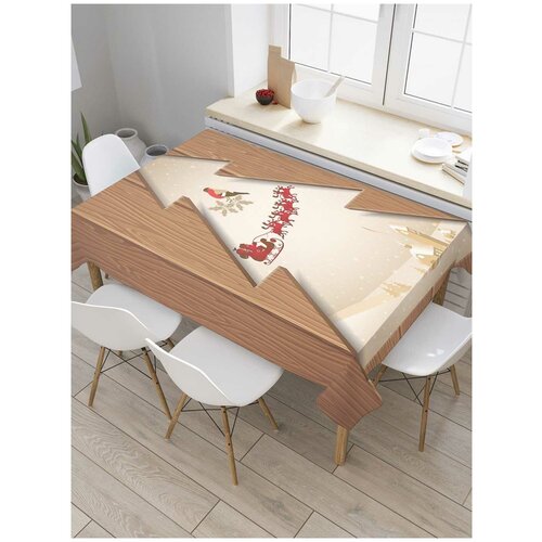 Скатерть прямоугольная JoyArty на кухонный стол "Еловое окно" из оксфорда, 120x145 см