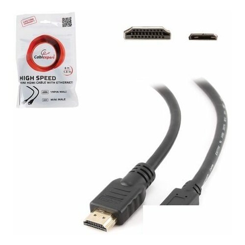 Кабель HDMI Gembird, HDMI - mini HDMI, 1,8м, экранированный (CC-HDMI4C-6)