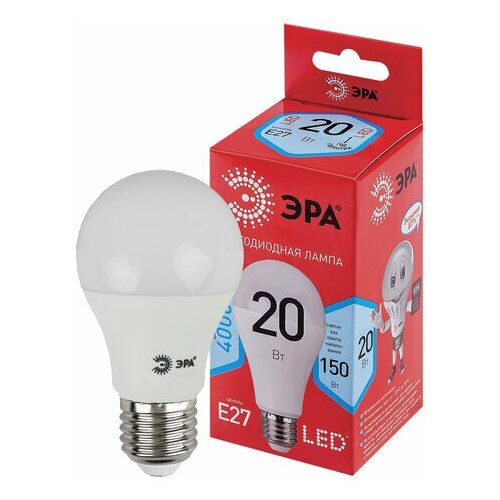 Лампа светодиодная ЭРА 20(150)Вт цоколь Е27 груша нейтральный белый 25000 ч LED A65-20W-4000-E27, 4 шт