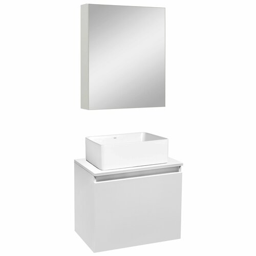 Мебель для ванной Runo Бари 50 белый, умывальник DUO 38, с зеркалом Лада 50 белый