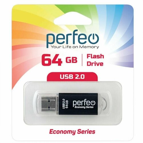USB флешка Perfeo USB 64GB E01 Black ES