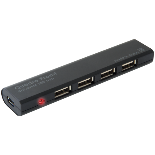 USB-концентратор Defender Quadro Promt (83200), разъемов: 4, черный