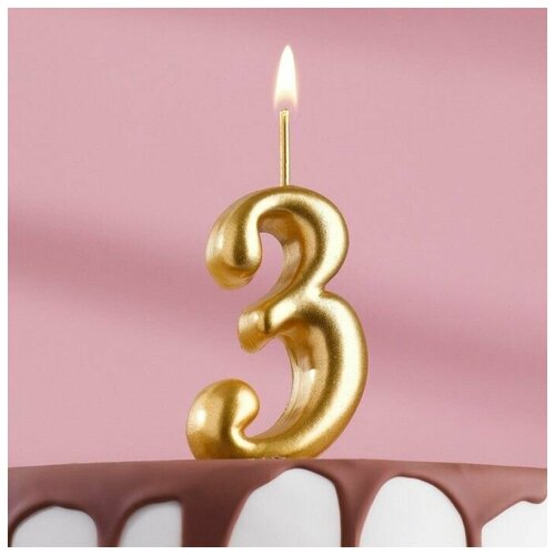 Свеча для торта цифра "Золотая", 7,8 см, цифра "3"