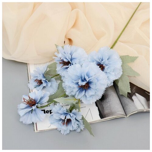 Цветы искусственные "Мальва махровая" 75 см голубой