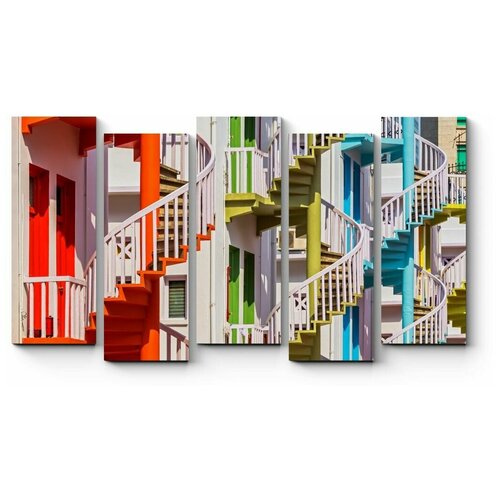 Модульная картина Яркие винтовые лестницы100x58