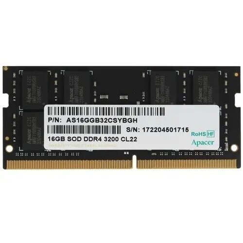 Оперативная память Apacer 16Gb DDR4 3200MHz Apacer SO-DIMM (AS16GGB32CSYBGH) (ES.16G21. GSH)