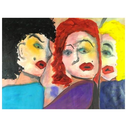 Постер на холсте Тройной женский портрет 54см. x 40см.