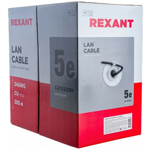 REXANT Кабель FTP 2PR 24AWG CAT5e 305м OUTDOOR (01-0124)