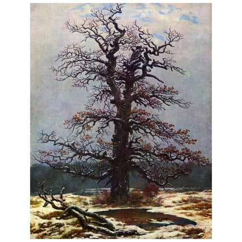 Репродукция на холсте Дуб в снегу 2 (Oak tree in the snow) Фридрих Каспар Давид 30см. x 39см.