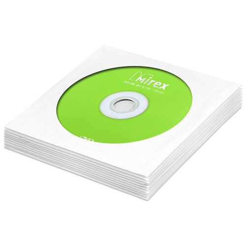 Перезаписываемый диск DVD-RW 4,7Gb 4x Mirex в бумажном конверте с окном, 10 шт.