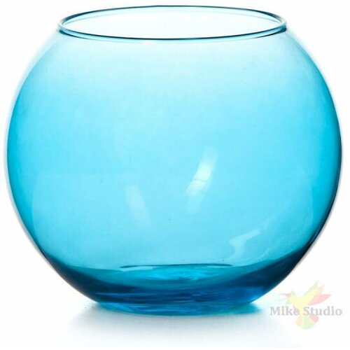 Ваза Enjoy голубой стекло шар высота 10,5см