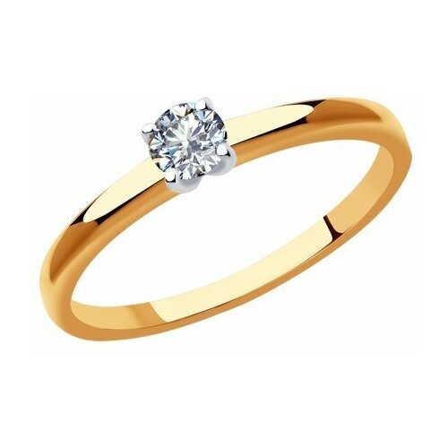 Кольцо помолвочное Diamant online, красное золото, 585 проба, бриллиант, размер 17.5