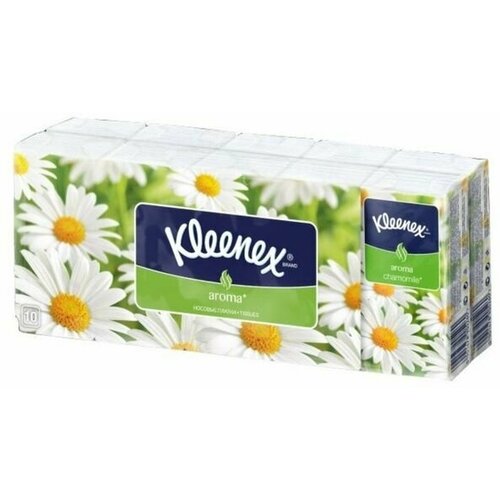 KLEENEX Платочки бумажные Kleenex Aroma «Ромашка», 10 упаковок по 10 шт.