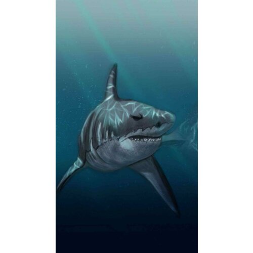 Картина на холсте 60x110 LinxOne "Акула, рыба, хищник, вертикальный" интерьерная для дома / на стену / на кухню / с подрамником
