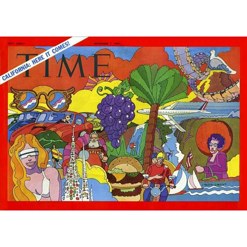 Плакат, постер на холсте Milton Glaser -Time/Милтон Глайзер-Тайм. Размер 21 х 30 см