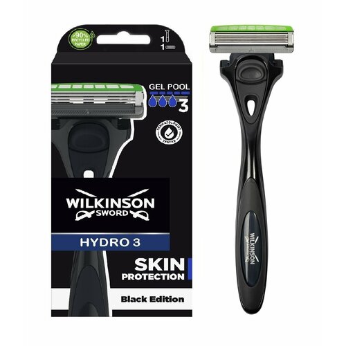 Wilkinson sword Skin Hydro 3 Black Edition / Бритвенный станок с 1 сменной кассетой, Германия