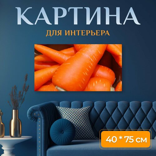 Картина на холсте "Морковь, оранжевый, сейю" на подрамнике 75х40 см. для интерьера