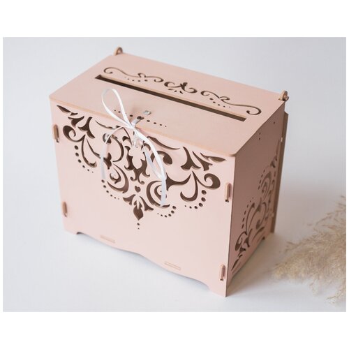 Коробка свадебная для денежных подарков, "Кристалл", цвет пудровый