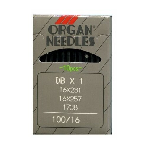 Набор игл для промышленных швейных машин Organ Needles №100, 10 штук, арт. DBx1
