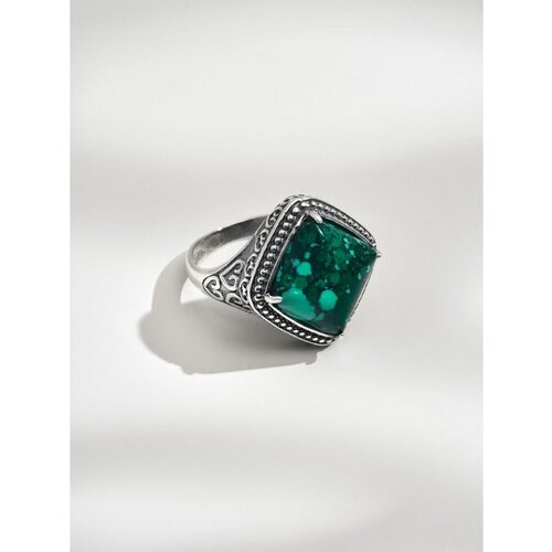 Кольцо Shine & Beauty, малахит, размер 20, серебряный, зеленый