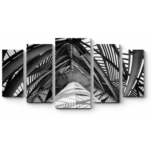 Модульная картина Винтовая черно-белая лестница210x116
