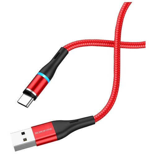 Кабель Borofone BU16 USB - Type-C 1.2 м 3.0A ткань (Красный)