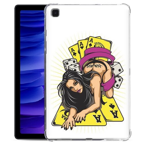 Чехол задняя-панель-накладка-бампер MyPads нарисованная девушка с игровыми картами для Samsung Galaxy Tab A7 10.4 SM-T500 (2020)/Samsung Galaxy Tab A7 10.4 SM-T500/T505 (2020) противоударный