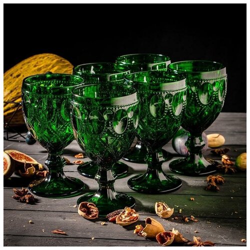 Набор бокалов стеклянных Magistro «Варьете», 320 мл, 8,5×16 см, 6 шт, цвет зелёный