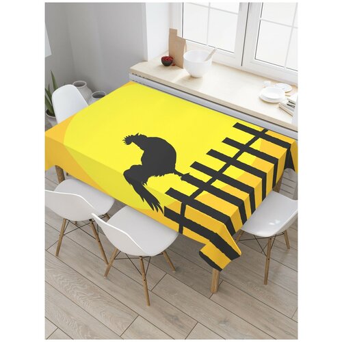 Скатерть прямоугольная JoyArty на кухонный стол "Полуденный петух" из оксфорда, 180x145 см