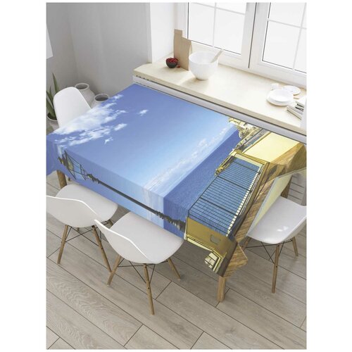 Скатерть прямоугольная JoyArty на кухонный стол "Фонарь на террасе" из оксфорда, 180x145 см