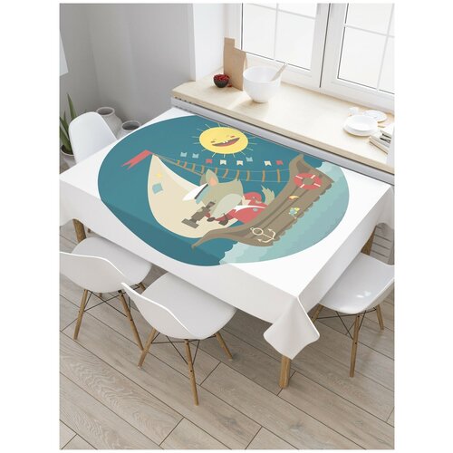 Скатерть прямоугольная JoyArty на кухонный стол "Морской волк" из оксфорда, 120x145 см