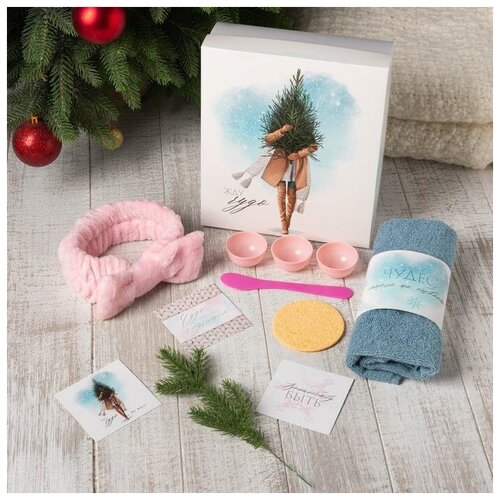 Подарочный набор новогодний "Жду чудо" полотенце и акс