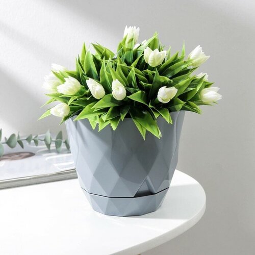 Idiland Горшок для цветов с поддоном Laurel, 1,3 л, d=14,5 см, h=12,5 см, цвет серый