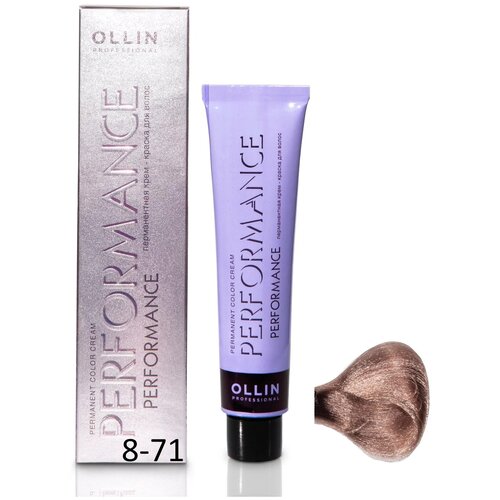 OLLIN Professional Performance перманентная крем-краска для волос, 8/71 светло-русый коричнево-пепельный, 60 мл