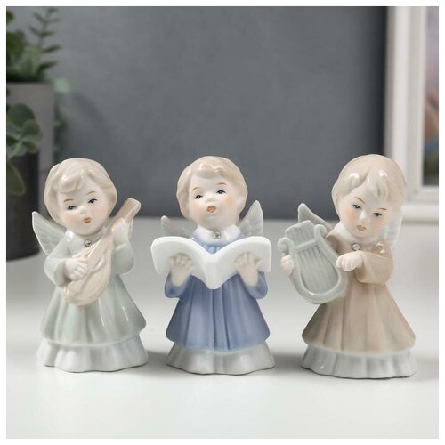 Сувенир керамика "Ангелы" набор 3 шт 10х5х5 см