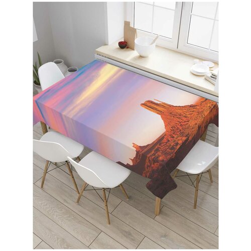 Скатерть прямоугольная JoyArty на кухонный стол "Скалы в прерии" из оксфорда, 120x145 см