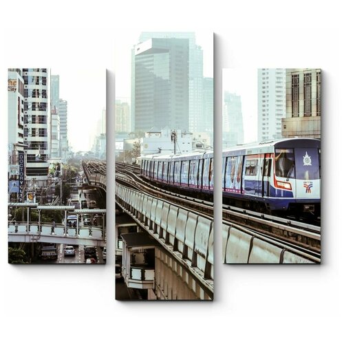 Модульная картина Надземный поезд мчится в центр Бангкока60x54