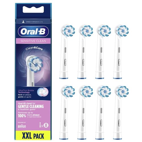 Набор насадок Oral-B Sensitive Clean для  вибрационной щетки, белый, 8 шт.