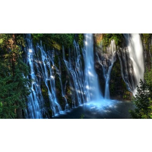 Картина на холсте 60x110 Альянс Лес "США озеро водопад" на подрамнике / интерьер/ декор