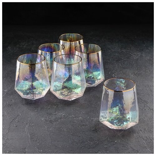 Набор стаканов Дарио, 450 мл, 10?11,5 см, 6 шт, цвет перламутр Magistro 6784503 .