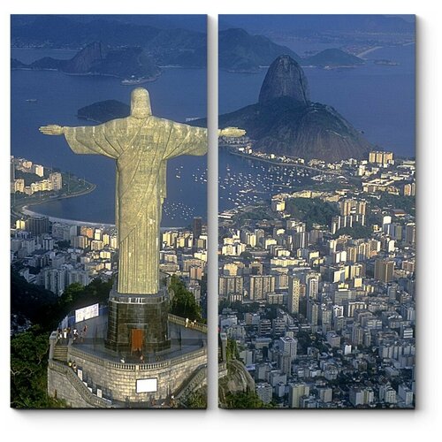 Модульная картина Над ночным Рио-де-Жанейро 90x90