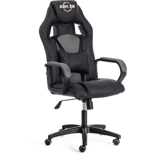 Компьютерное кресло TetChair Driver 22 игровое, обивка: искусственная кожа/текстиль, цвет: черный/серый, 36-6/TW-12
