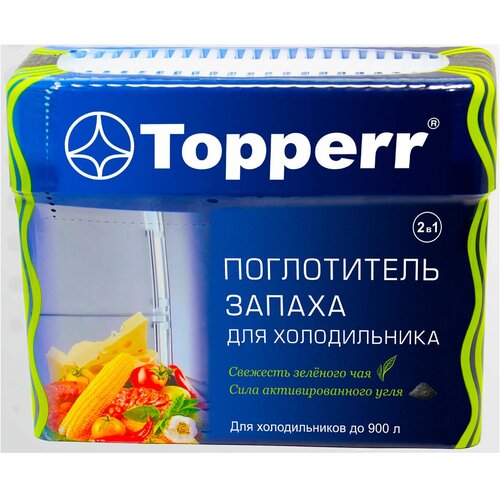 Topperr Гелевый поглотитель запаха для холодильника "Зелёный чай и уголь", 1 шт, 3118