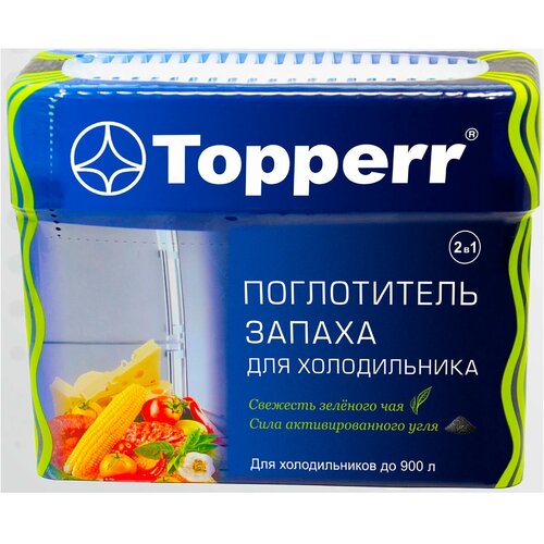 Topperr Гелевый поглотитель запаха для холодильника "Зелёный чай и уголь", 1 шт, 3118